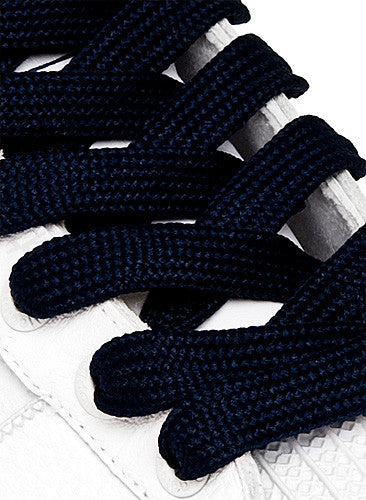 Flat Fat Navy Blue Shoelaces - 11mm wide – Big Laces