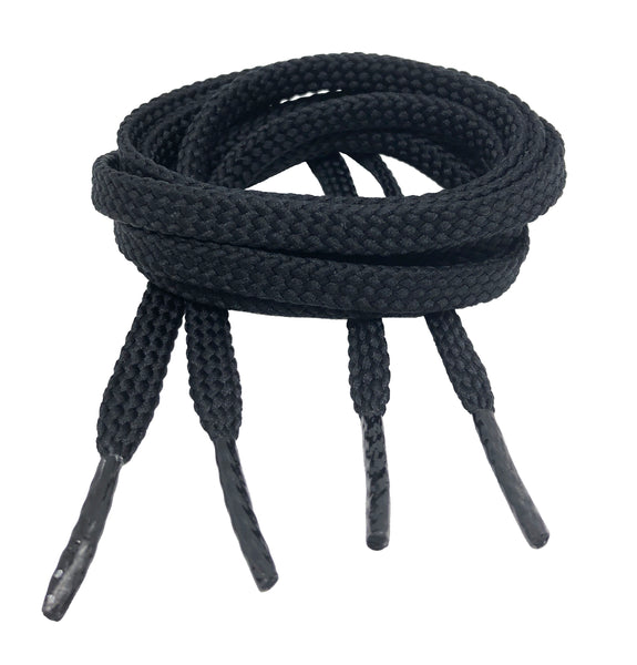 Flat Black Shoelaces - 7mm wide – Big Laces