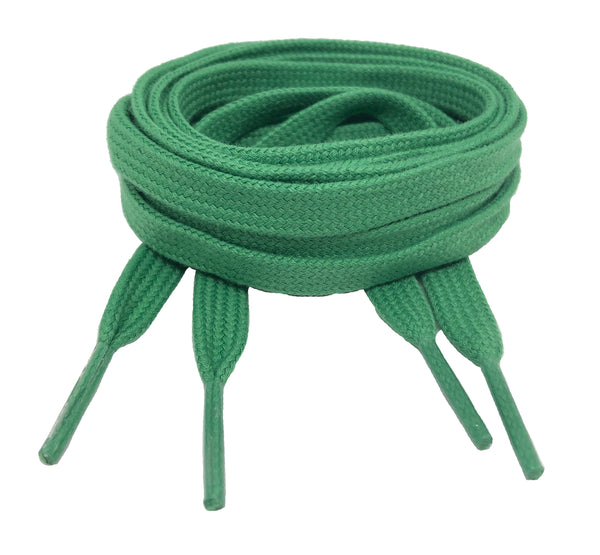 Flat Green Cotton Shoelaces - 8mm wide – Big Laces